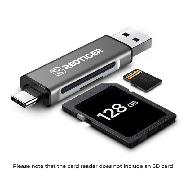 REDTIGER 2-in-1 Card Reader with USB-C & USB-A Interface
