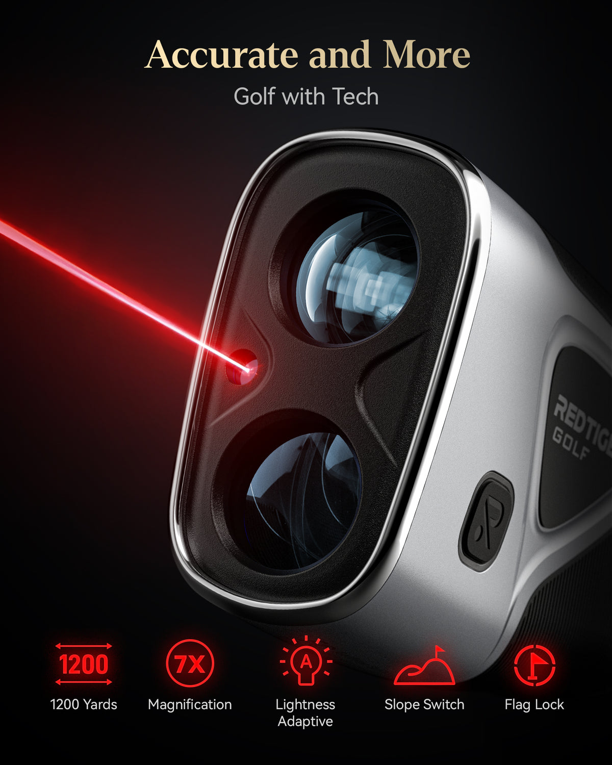 Redtiger Light-Adaptive Upgraded Laser Golf Rangefinder For 1200 Yards