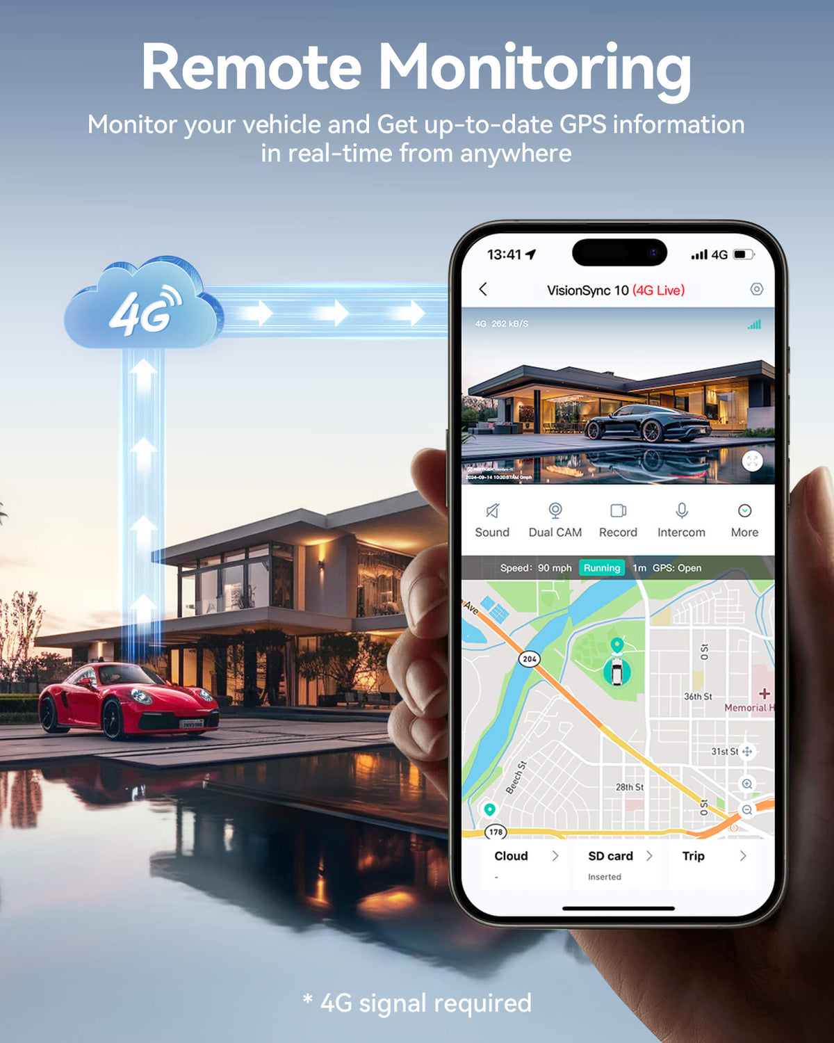 Redtiger VS10 4G Lte Cloud Storage 2.5K Wireless Parking Alarm Dash Ca
