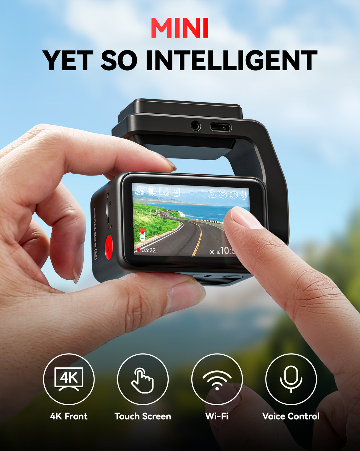 F4 4K Touchscreen Dash Cam with Voice Control