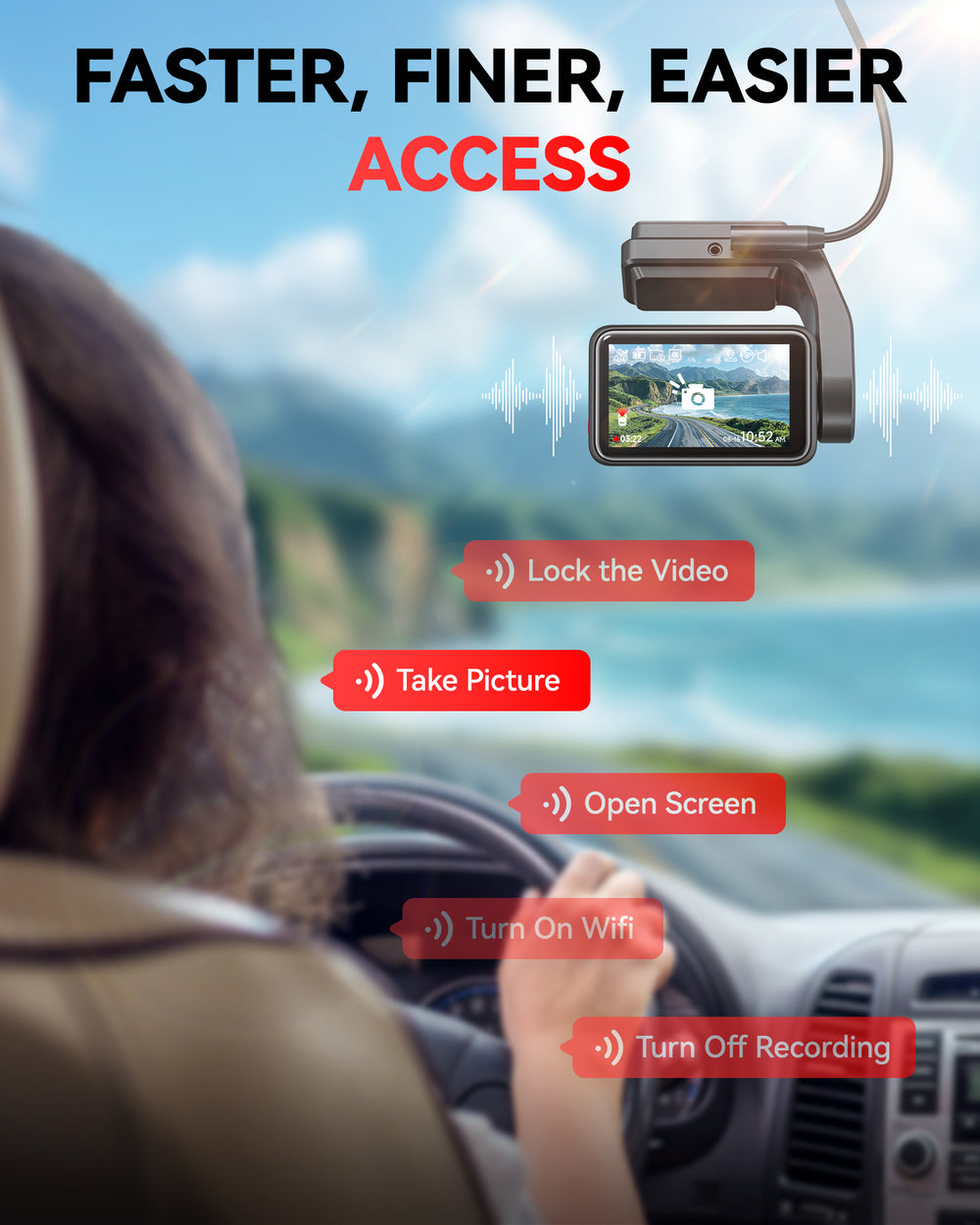 F4 4K Touchscreen Dash Cam with Voice Control