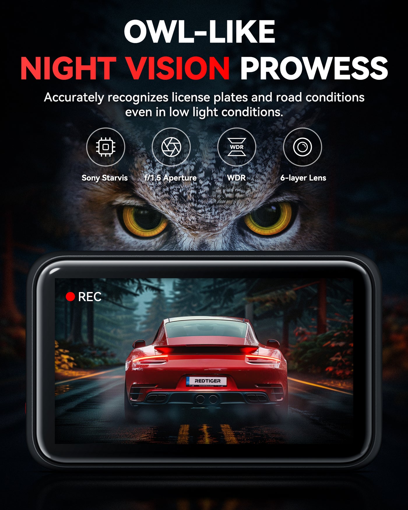 F4 4K Touchscreen Dash Cam with Voice Control